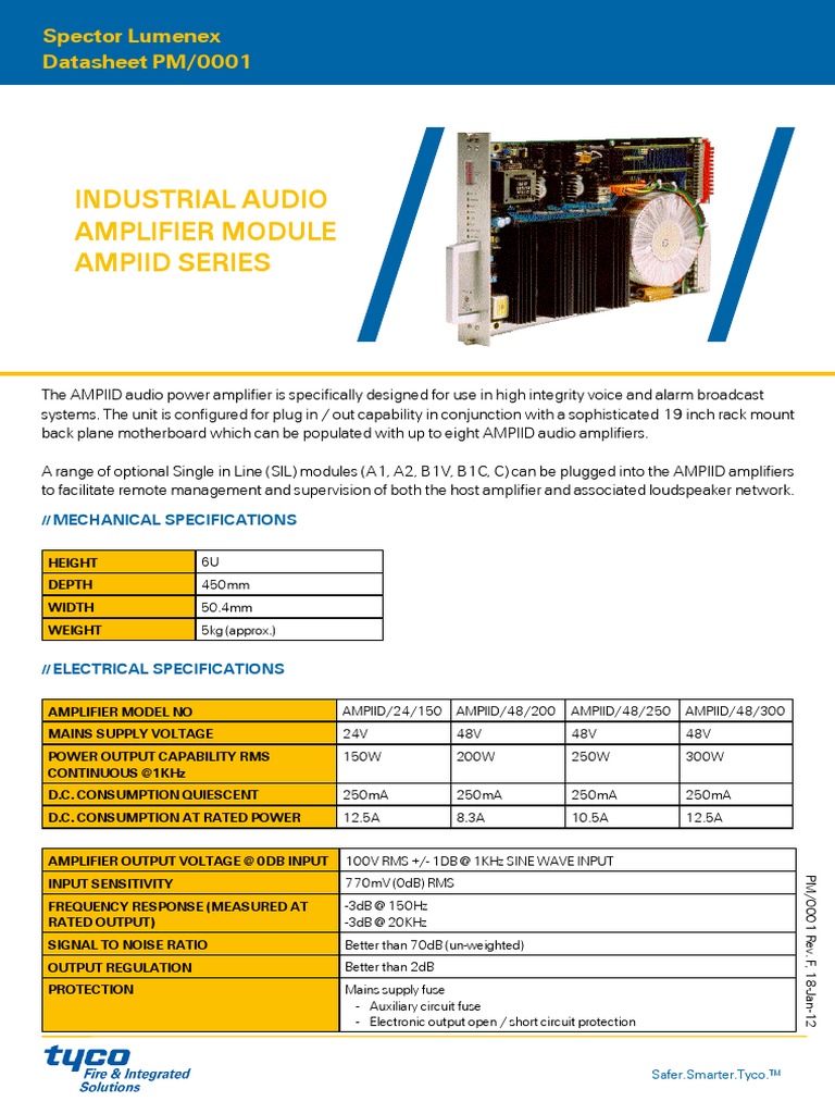 PM0001 - Industrial Audio Amplifier Module AMPIID Series | PDF ...