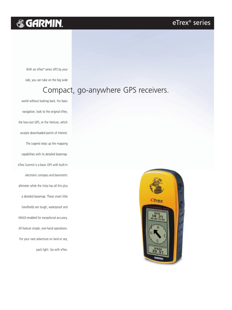 Etrex Series Spec | PDF | Global Positioning System | Equipment
