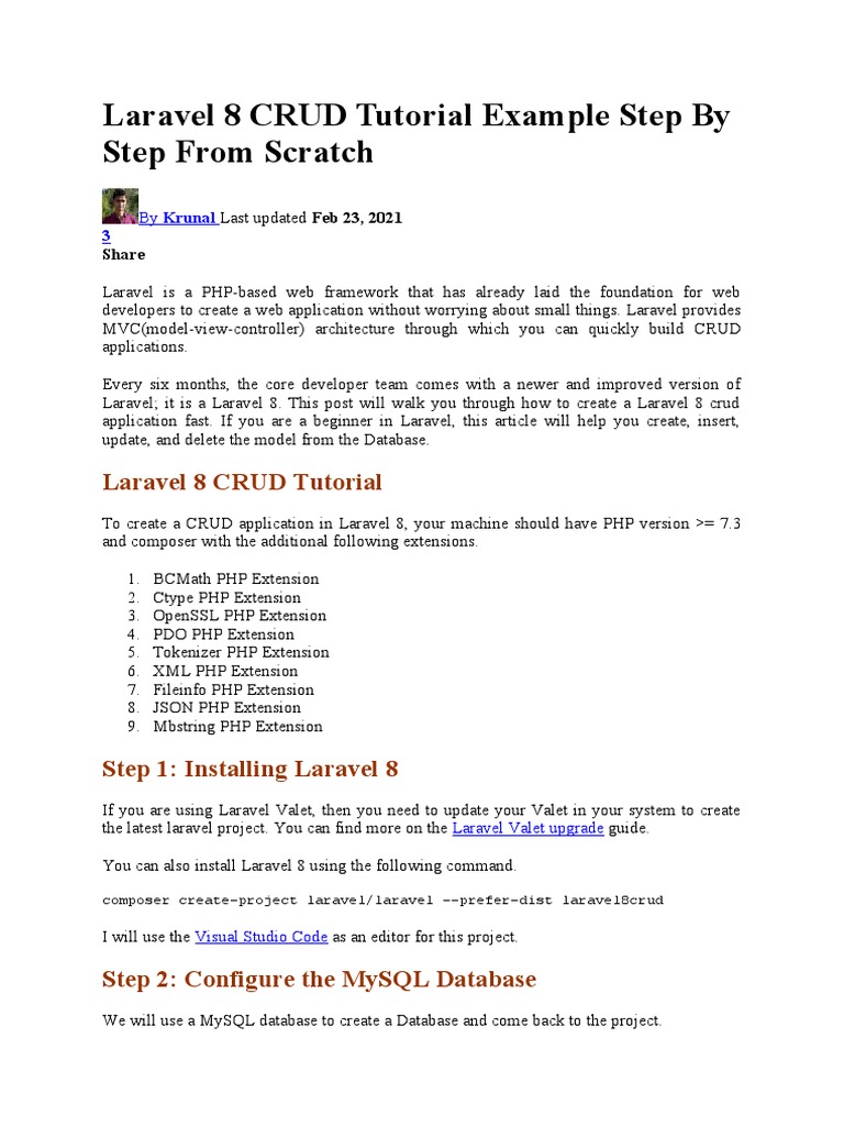 Laravel 8 CRUD Tutorial Example Step by Step From Scratch | PDF | Php ...