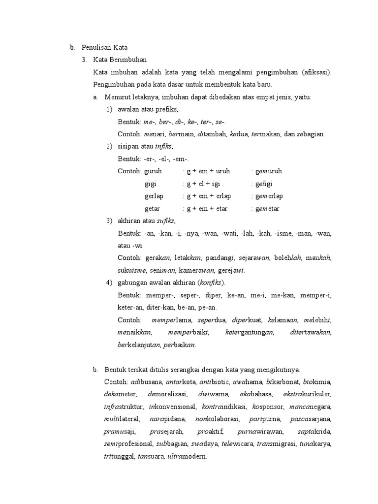Kata Berimbuhan, Partikel, Gabungan Kata, Dan Kata Baku | PDF