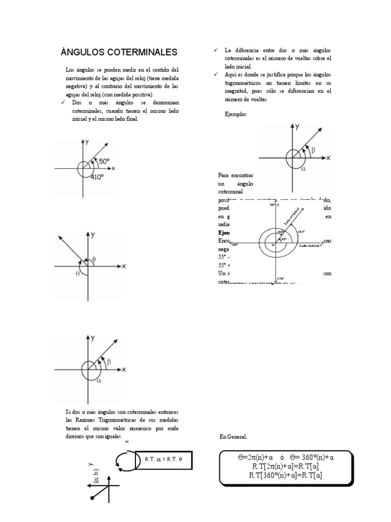 Angulos Coterminales | PDF | Ángulo | Trigonometría