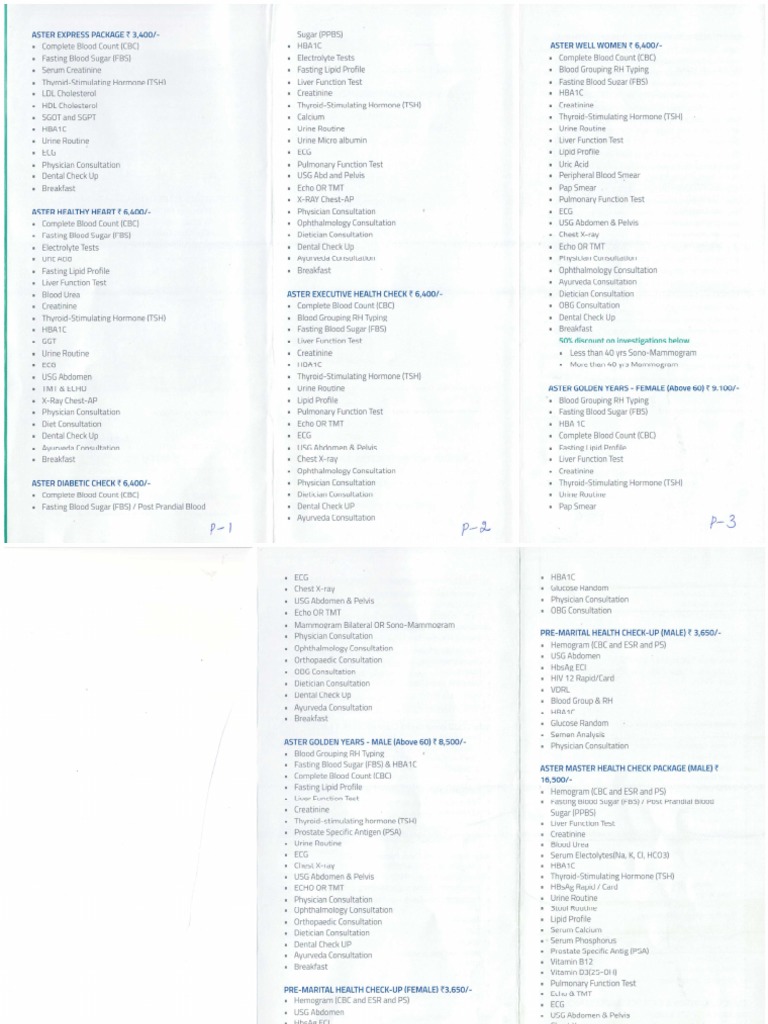 2021 - Health Check Package Details | PDF