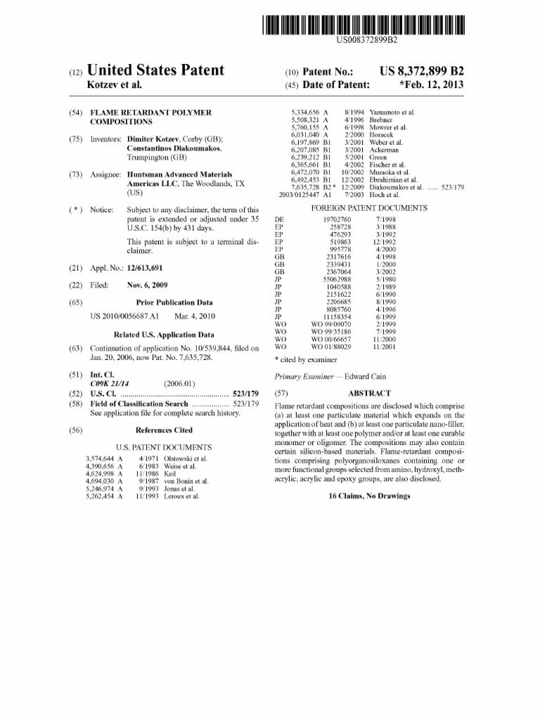 United States Patent (10) Patent No.: US 8,372,899 B2 | PDF | Polymers ...