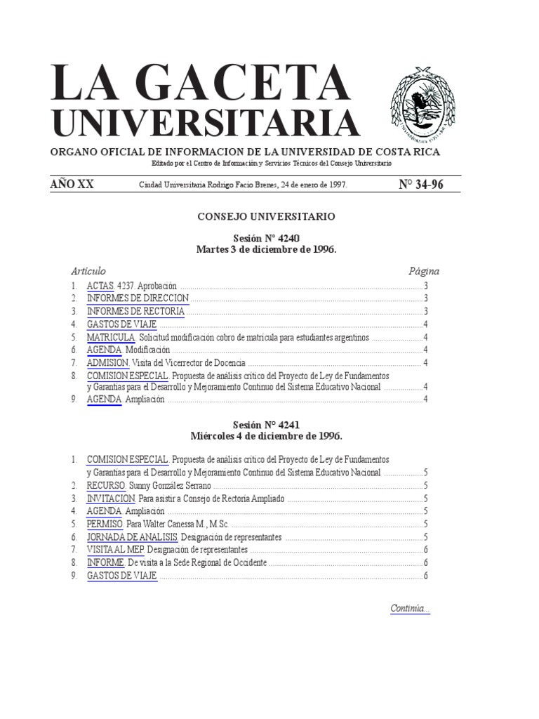 Universitaria: La Gaceta | PDF | Universidad | Costa Rica