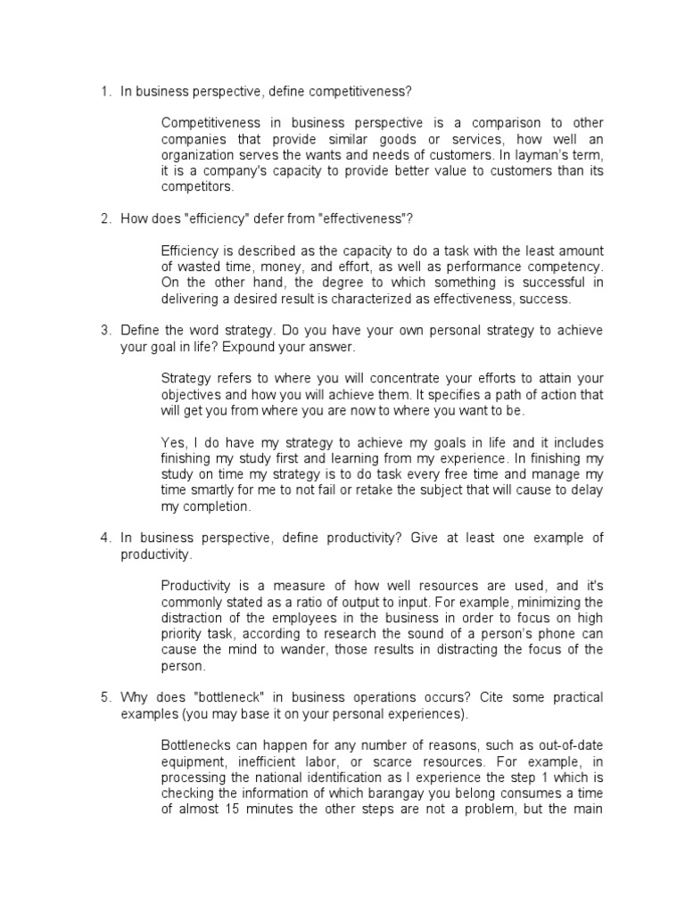 Assignment 2 TQM | PDF | Efficiency | Goal