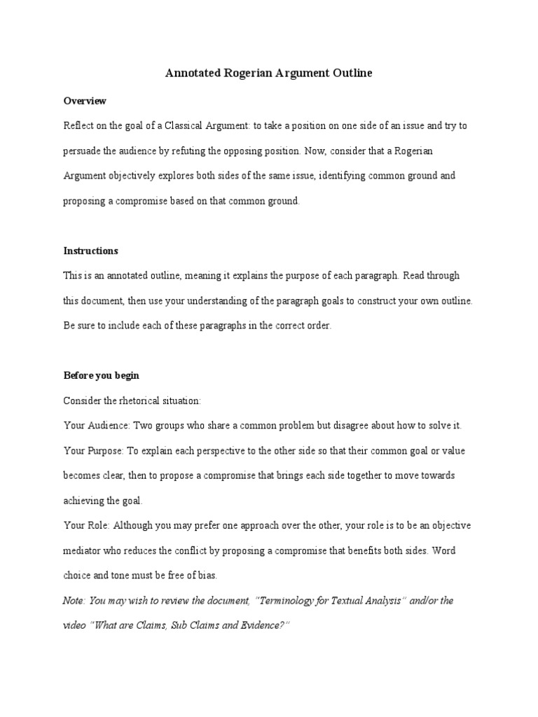 Rogerian Argument Outline Guide | PDF | Communication | Cognition