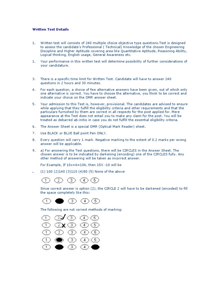 KIIT Written Test Guidelines and Key | PDF | Teaching Methods & Materials