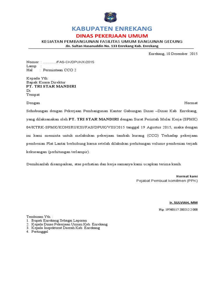 Permintaan CCO untuk PT Tri Star Mandiri | PDF | Griya & Taman ...