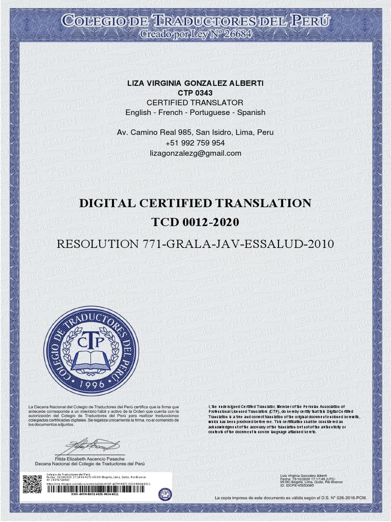 TCD 0012-2020 Digital Certified Translation: Resolution 771-Grala-Jav ...