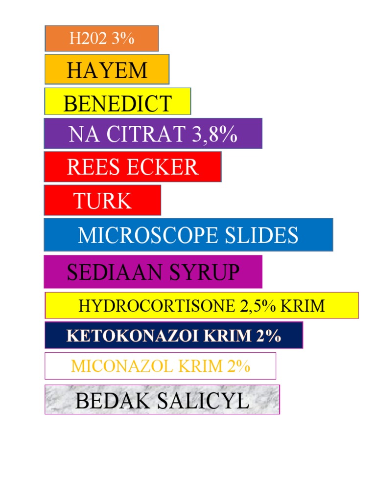 Hayem Benedict: Na Citrat 3,8% Rees Ecker Turk Microscope Slides | PDF