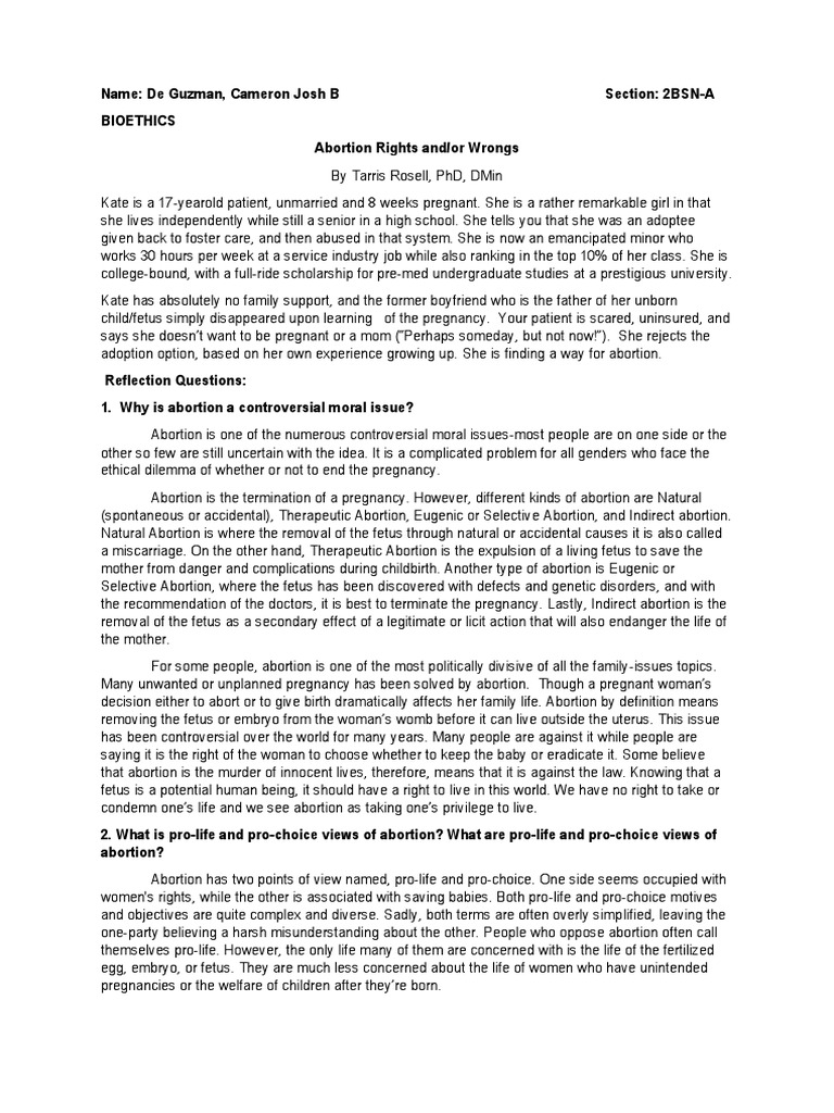 Bioethics (Case Study 3) | PDF | Abortion Rights Movements | Abortion