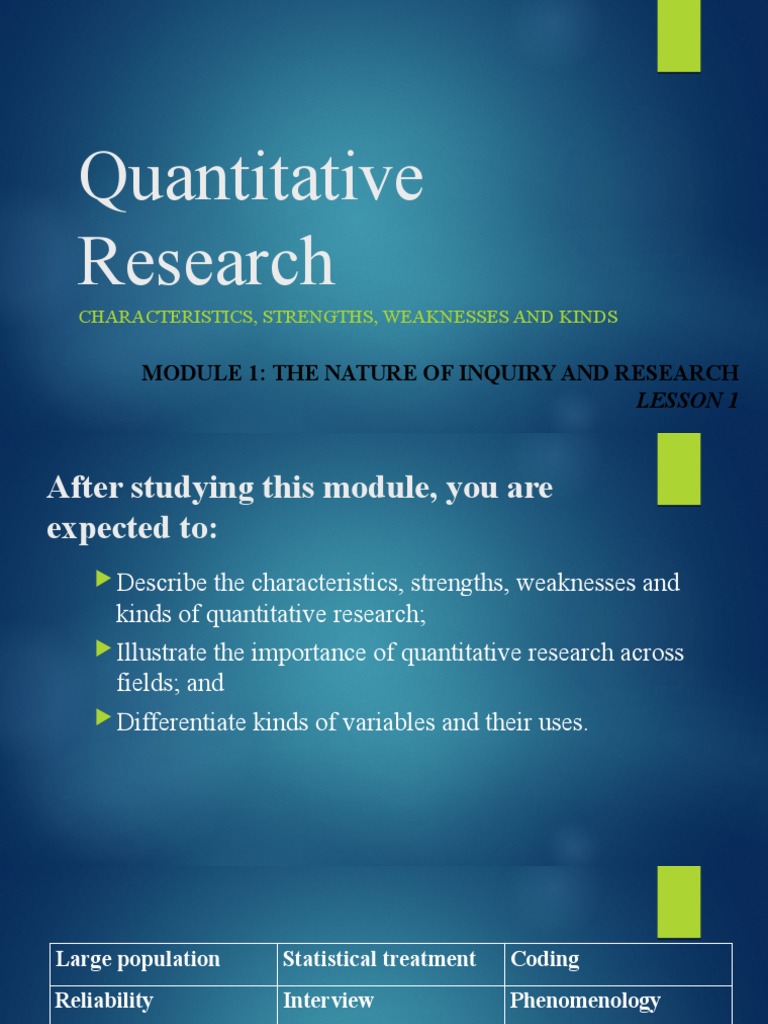 Quantitative Research: Module 1: The Nature of Inquiry and Research ...