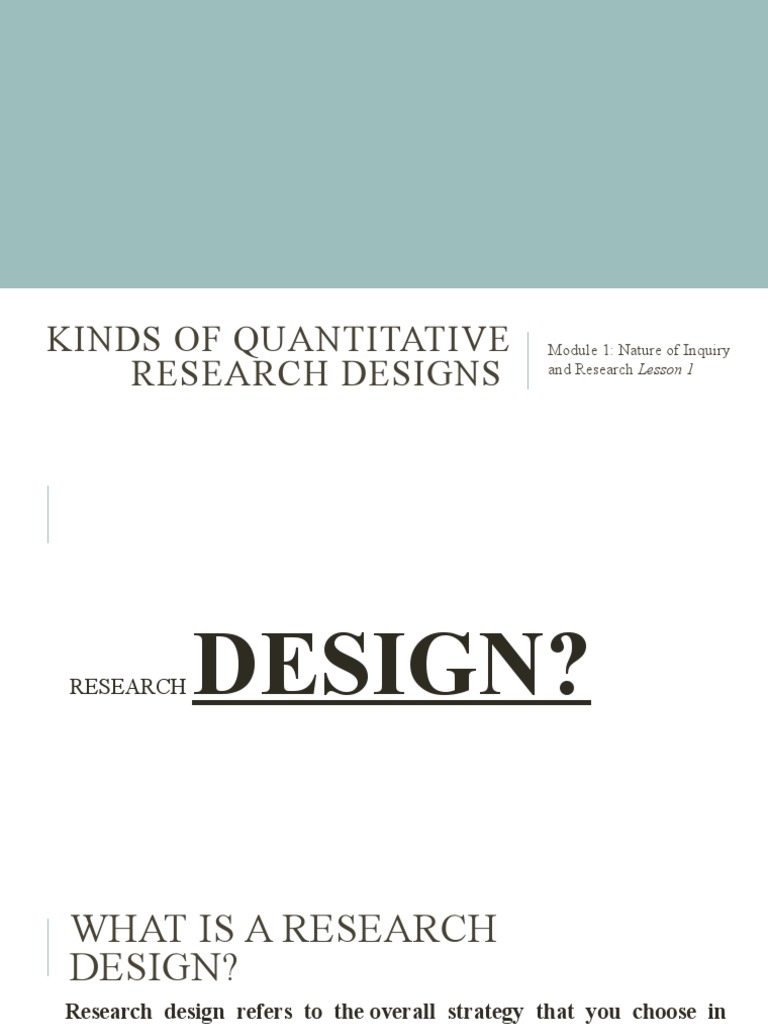 Kinds of Quantitative Research Designs | PDF | Survey Methodology ...