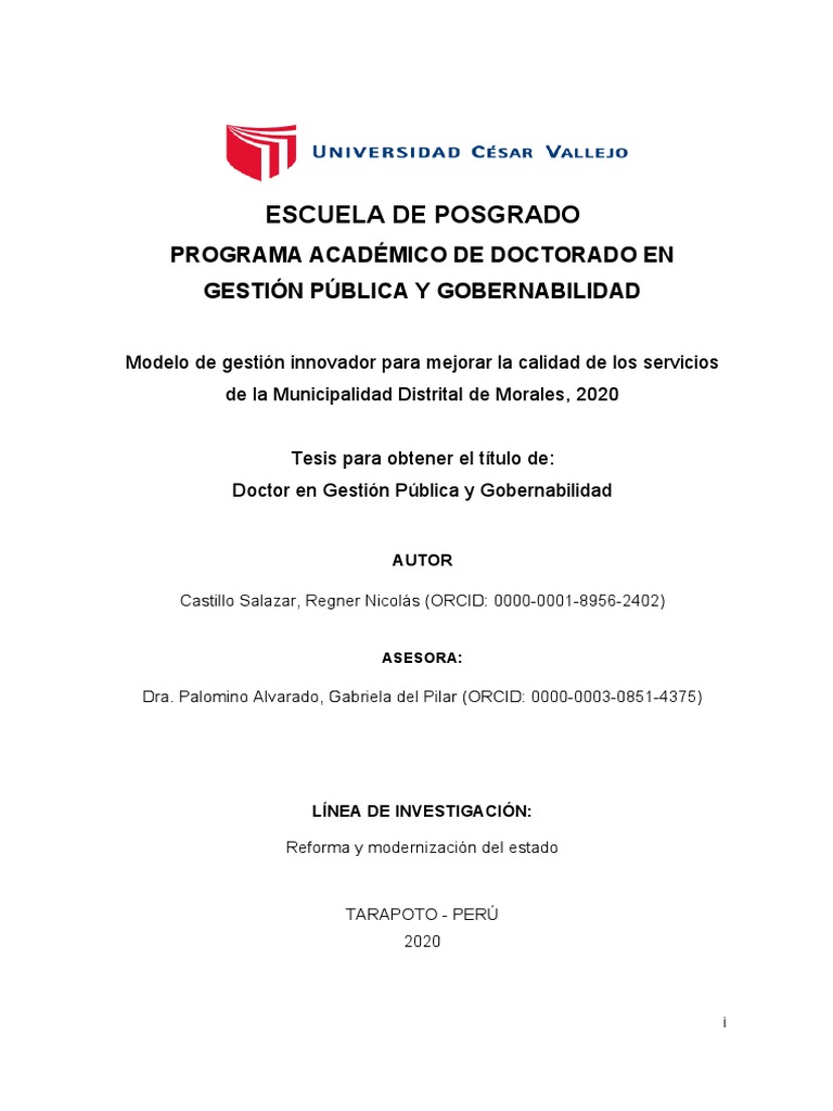 Tesis Castillo Salazar Regner Nicolás | PDF | Calidad (comercial ...