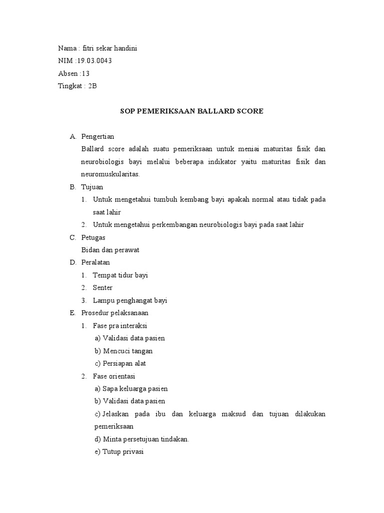 Sop Ballard Score | PDF | Sains & Matematika