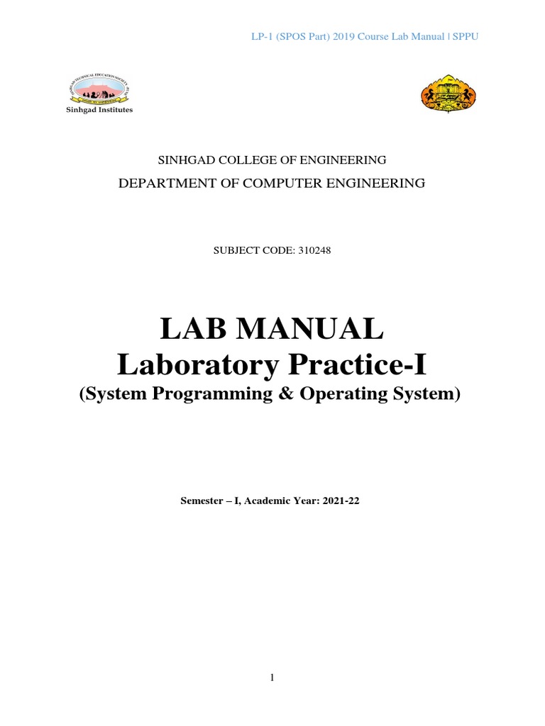 Lab Manual Laboratory Practice-I: (System Programming & Operating ...