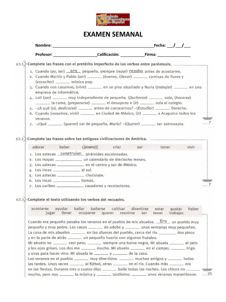 Examen Imperfecto | PDF | Crecimiento personal y profesional