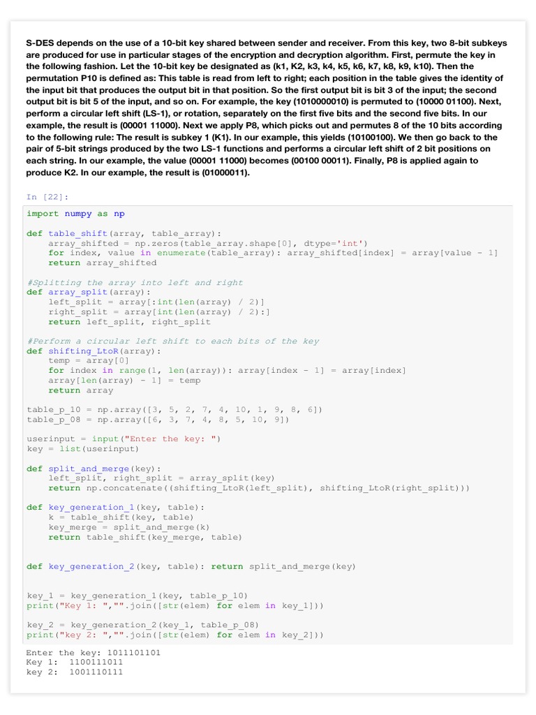 Generation of Subkeys in S-DES Encryption Through Key Permutation and ...