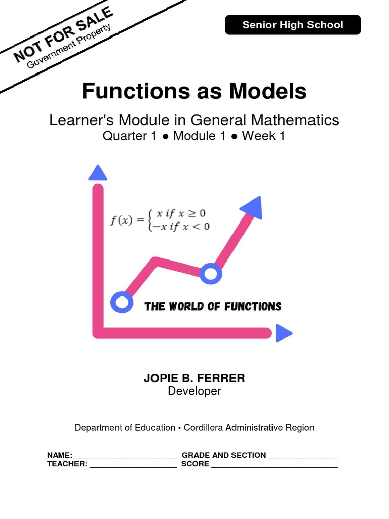 GenMath Q1 W1 Function-As-Models Ferrer Bgo | PDF | Function (Mathematics) | Set (Mathematics)