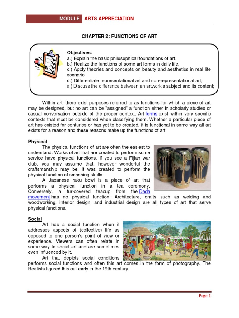 Chapter 2: Functions of Art: Arts Appreciation | PDF | Plato | Beauty