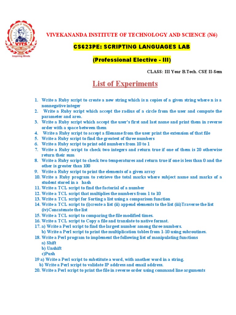 Scripting Languages Lab | PDF