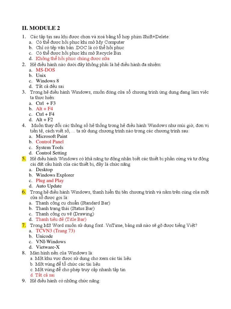Module 2 - Dap An | PDF