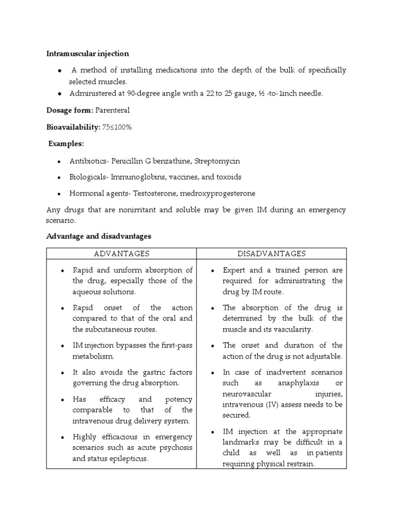 Intramuscular Injection | PDF | Injection (Medicine) | Health Sciences