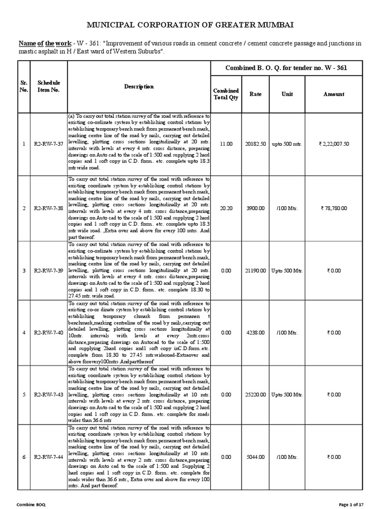 MCGM Road Construction Rate Analysis | PDF | Concrete | Asphalt