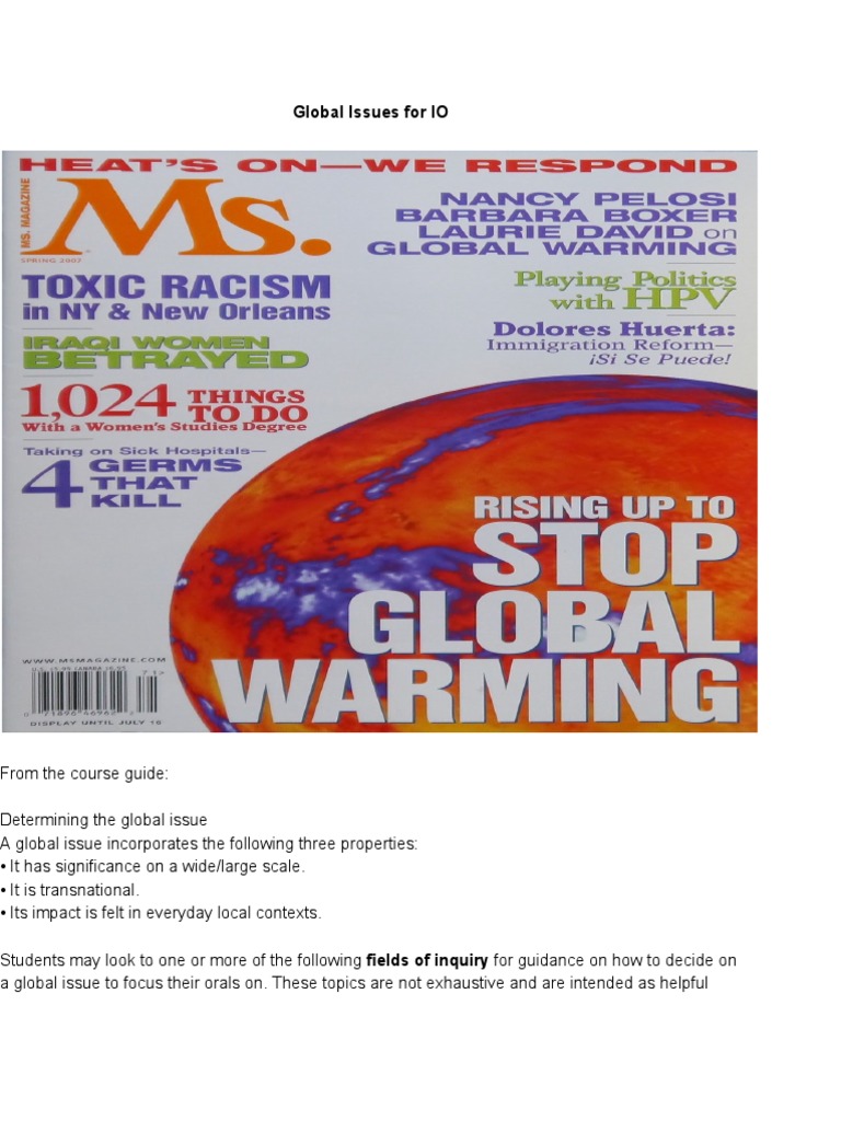 Global Issues For IO | PDF | Gender | Gender Studies