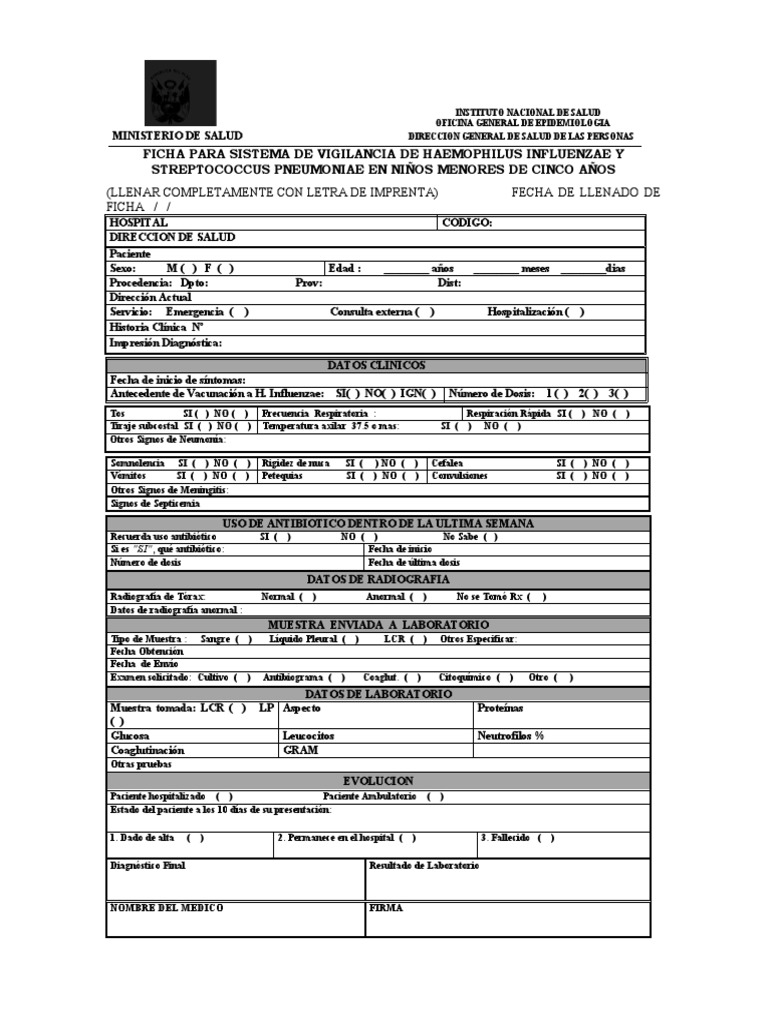 Ficha de Hi SPN | PDF | Neumonía | Meningitis