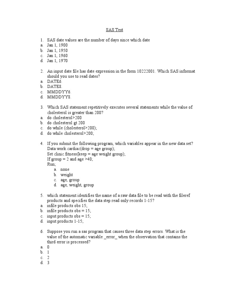 SAS Test | PDF | Sas (Software) | Variable (Computer Science)