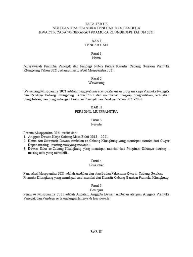 TATA TERTIB MUSPANITRA - Sudah Direvisi | PDF | Pengelolaan Keuangan & Uang
