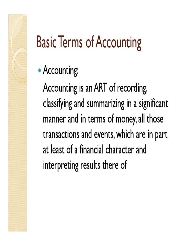Basic Terms in Accounting | PDF | Balance Sheet | Business Economics