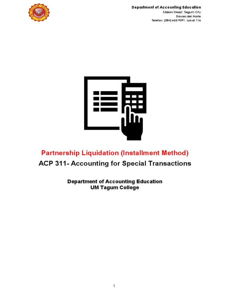 Partnership Liquidation Installment Method Pdf Balance Sheet