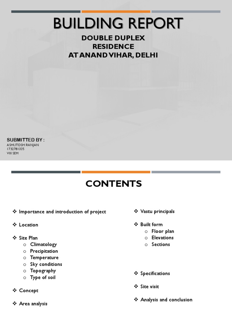 Building Report: Double Duplex Residence at Anand Vihar, Delhi | PDF ...