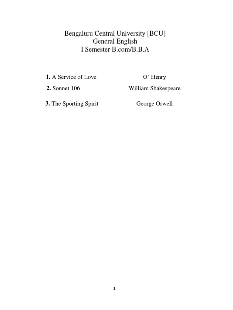 Bengaluru Central University (BCU) General English: 1. A Service of ...