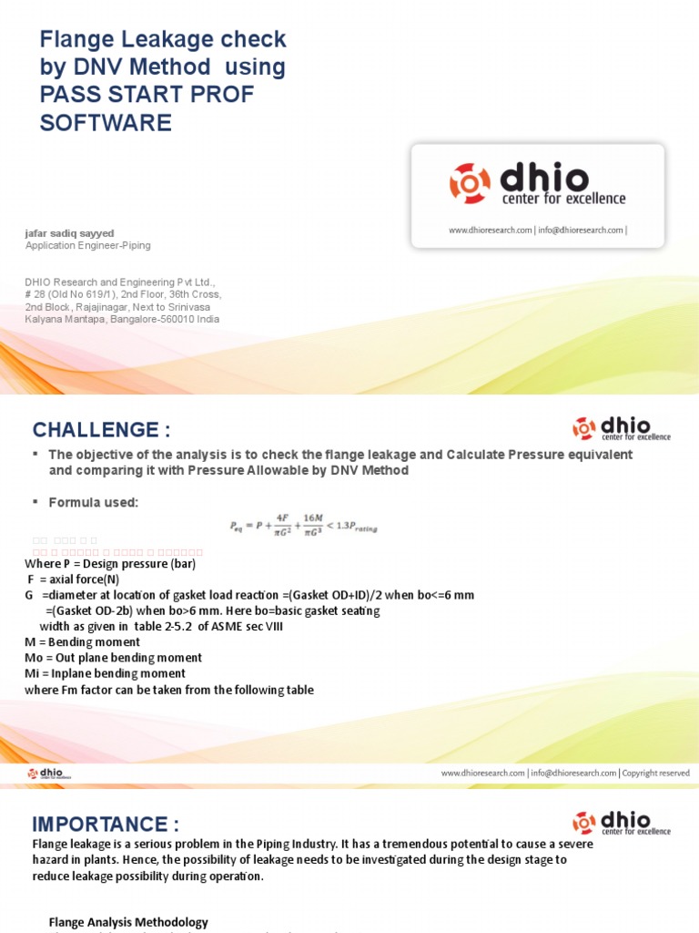 Flange Leakage Analysis Using DNV Method | PDF | Chemical Engineering ...