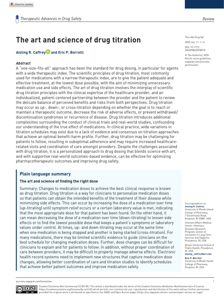 The Art and Science of Drug Titration | PDF | Dose (Biochemistry ...