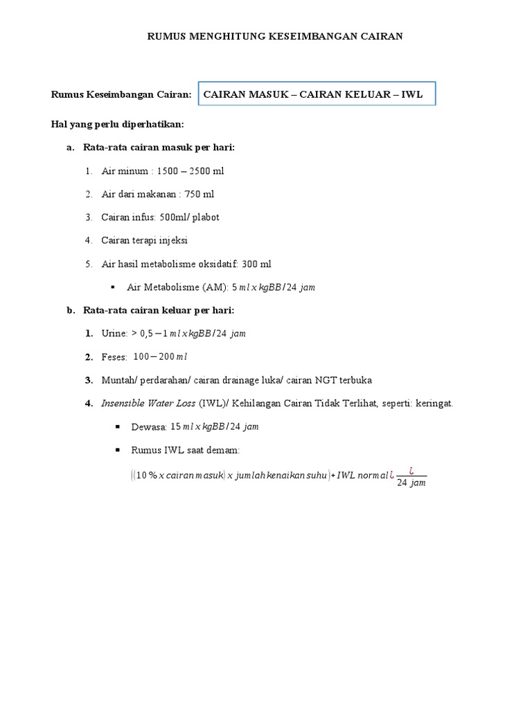 Rumus Menghitung Keseimbangan Cairan | PDF