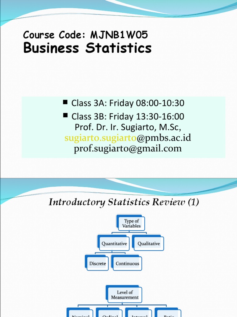 An Introduction to Business Statistics: Course Overview and Descriptive ...