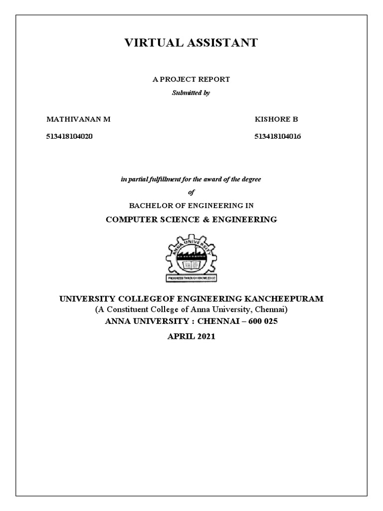 Virtual Assistant Project - REPORT | Download Free PDF | Software ...