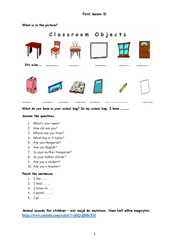 First English Lesson | PDF