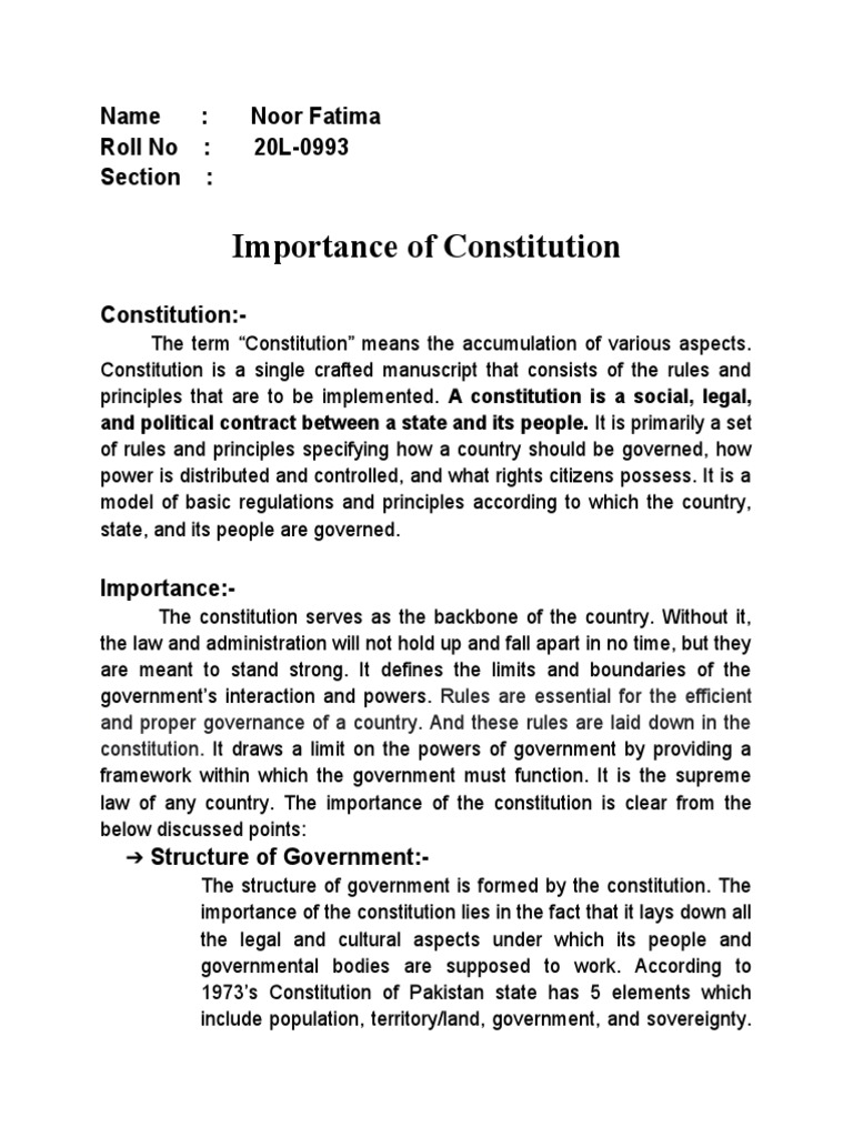 Significance of the Constitution Explained | PDF | Constitution | Rights