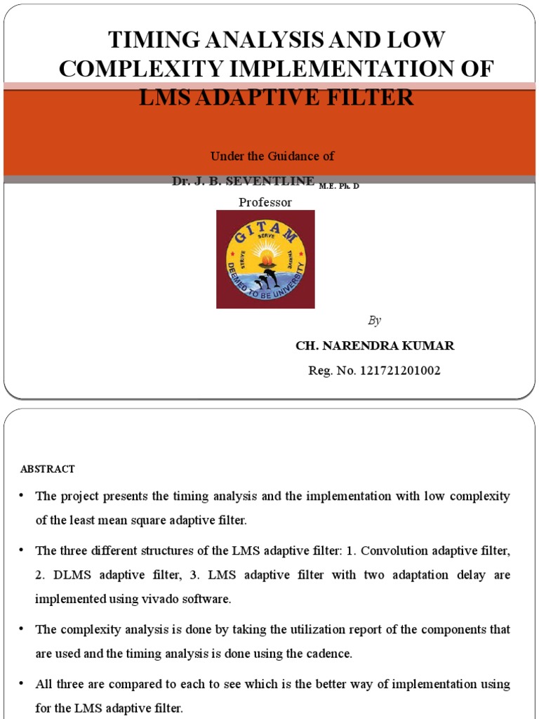 Timing Analysis and Low Complexity Implementation of LMS Adaptive Filter | PDF | Filter (Signal ...