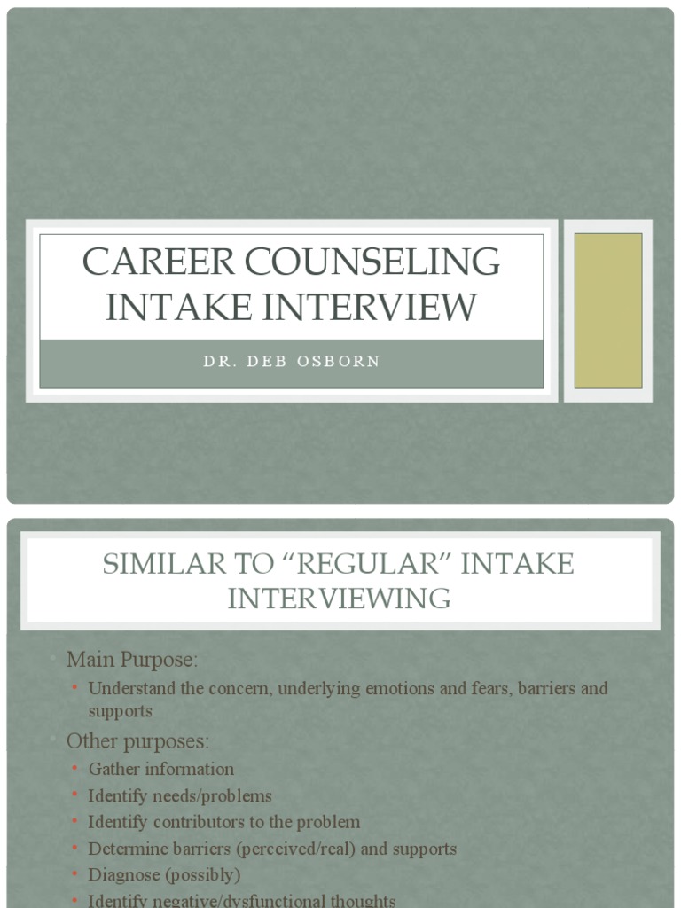 Career Counseling Intake Interview | PDF | Mental Disorder | Thought