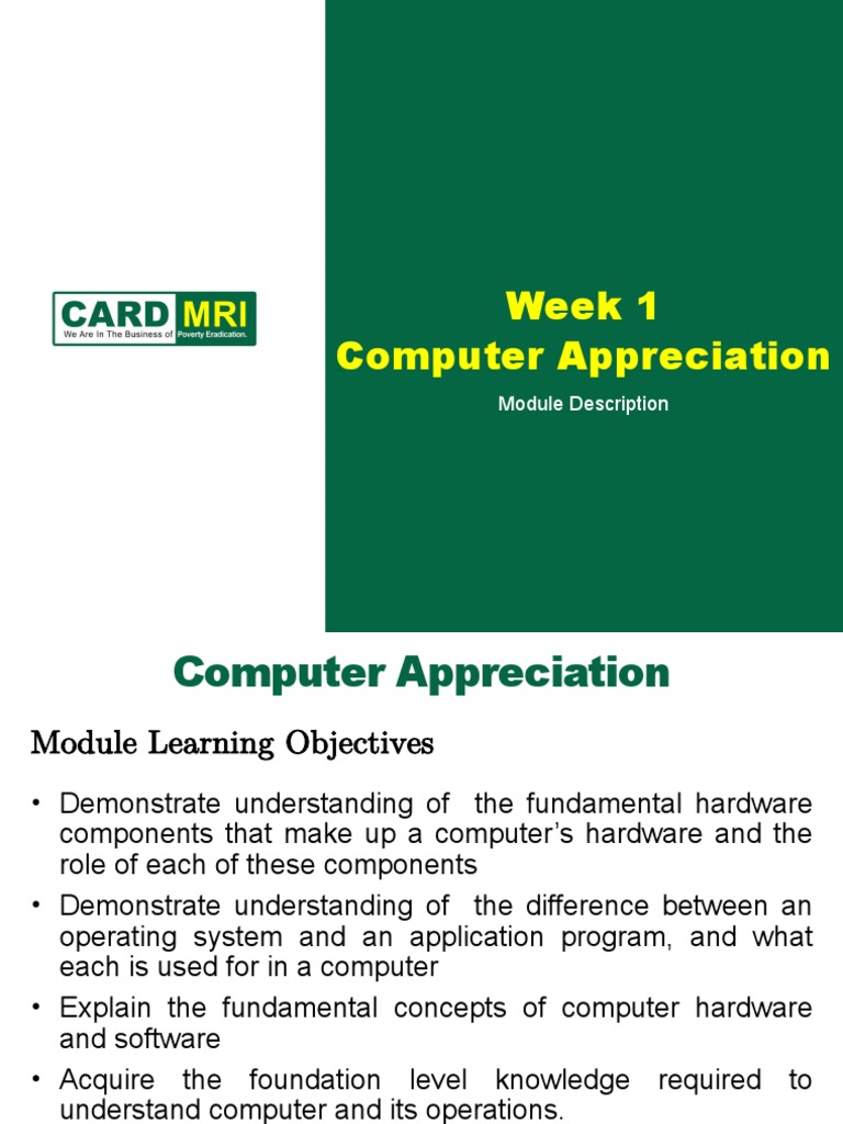 Week 1 - Computer Appreciation CMDI (3) - Merged | PDF | Security ...