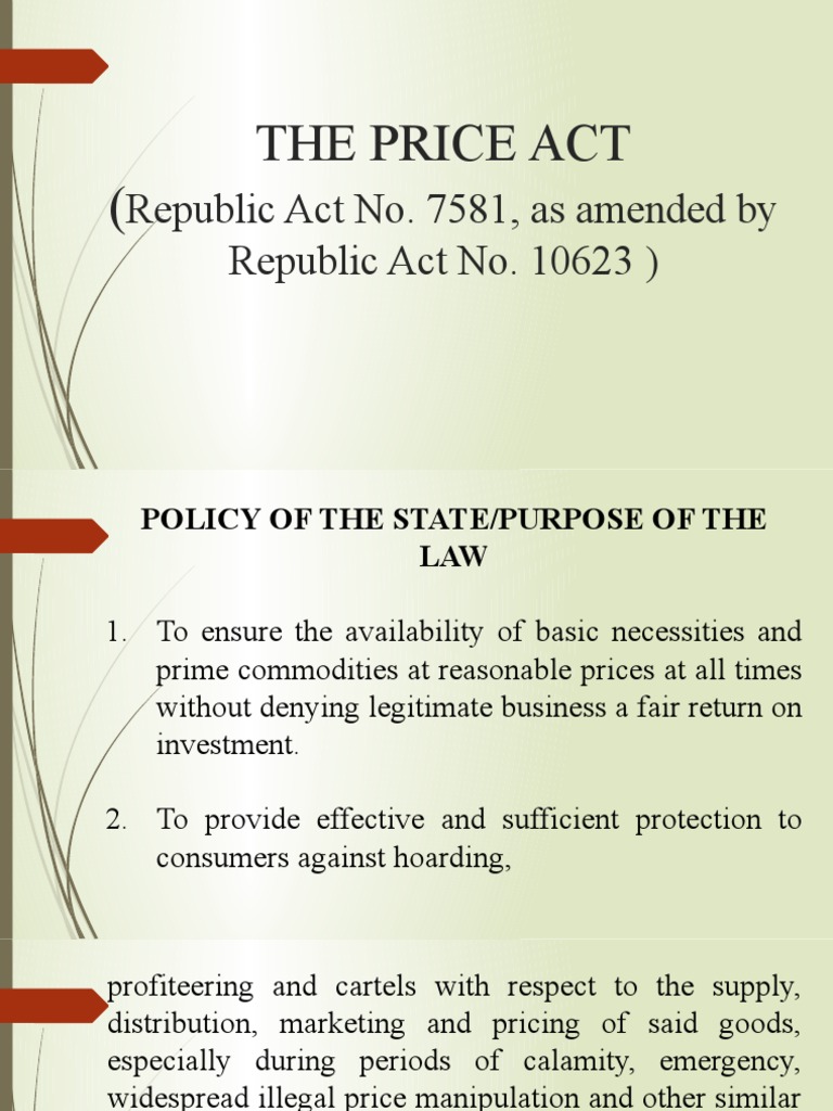 M1 The Price Act | PDF | Prices | Fine (Penalty)