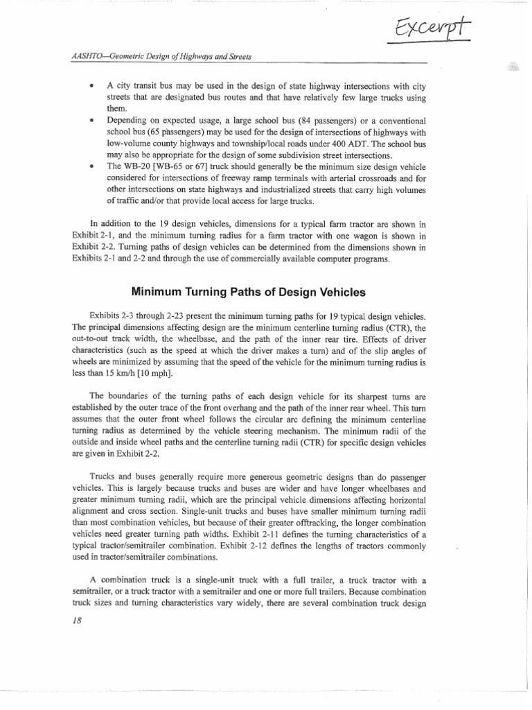 AASHTO highway design vehicle turning radii | PDF