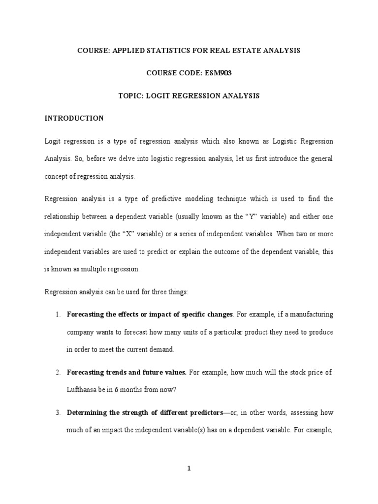 Logit Regression Analysis | PDF | Logistic Regression | Regression Analysis