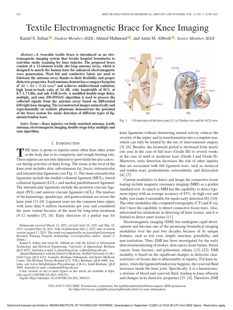 Textile Electromagnetic Brace For Knee Imaging | PDF | Antenna (Radio ...